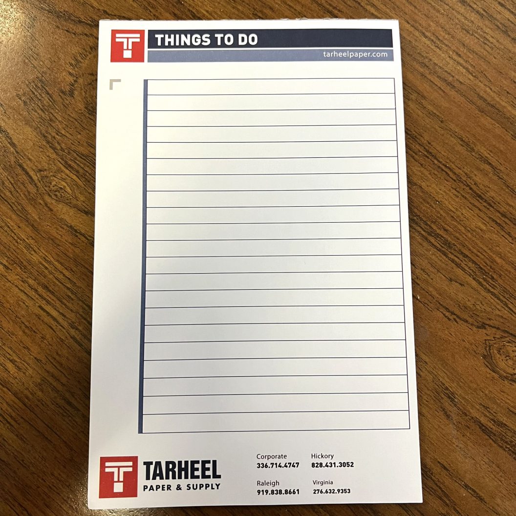 5.5" x 8.5" "THINGS TO DO" Notepad – Tarheel Paper & Supply Company